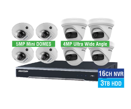 Ness Corporation. 16CH NVR KIT with 4x Mini Domes & 4x UWide Tur