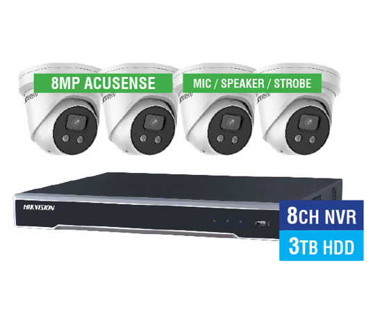 Ness Corporation. 8CH NVR KIT 3TB with 4 x 8MP AcuSns Livegrd Turret