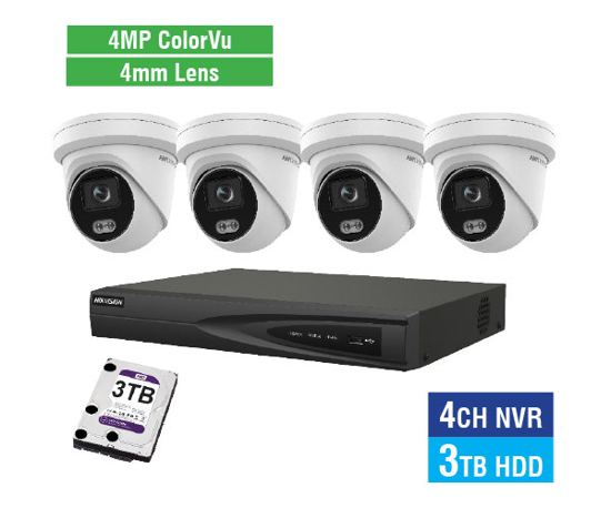 Ness Corporation. 4ch NVR KIT + 3TB + ColorVu Turrets