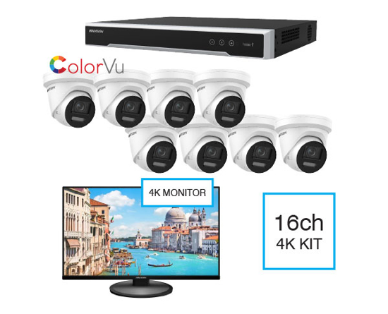 Ness Corporation. 16ch NVR KIT inc 8x8MP ColorVu Turrets +4K Monitor